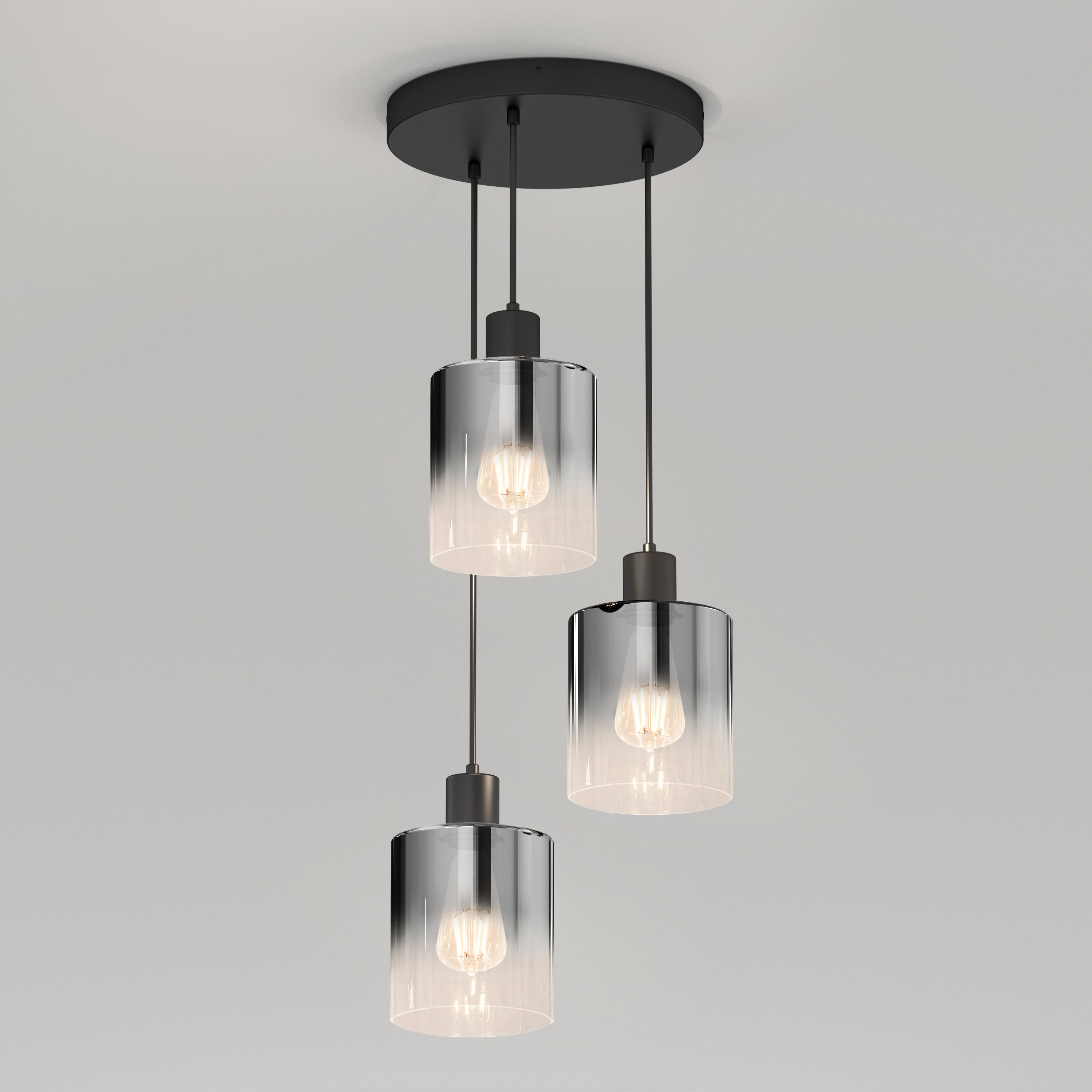Haze modern 3-light pendant light black glass | Artika