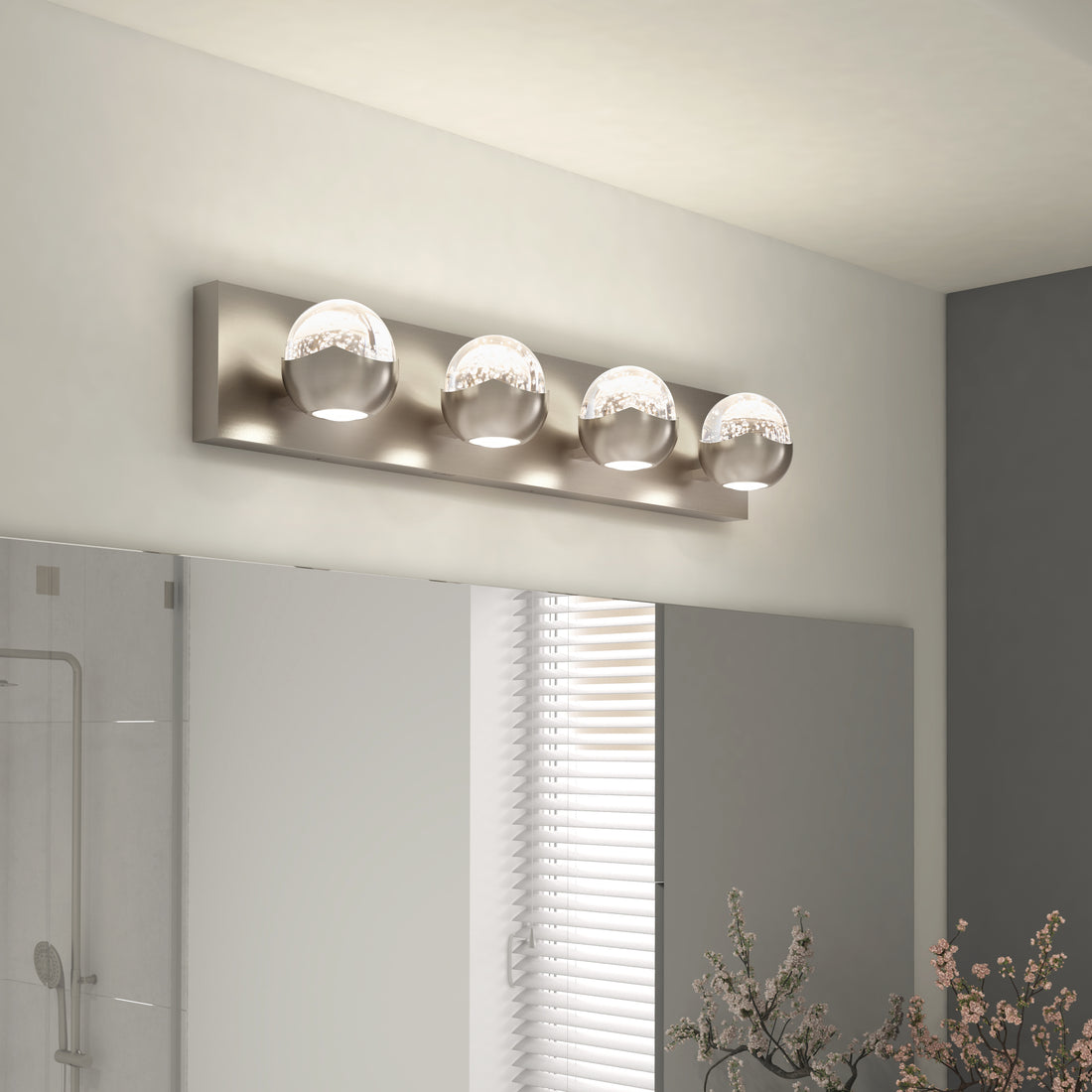 Oracle 4 light LED vanity light in Brushed Nickel | Artika Canada