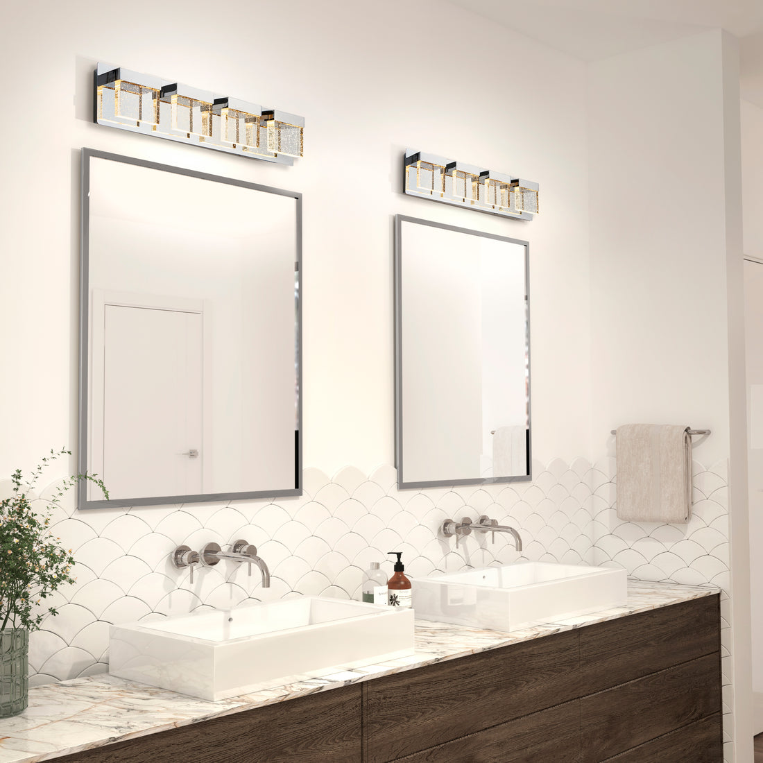 Bubble Cube 4-light LED Vanity Light in Chrome | Artika Canada
