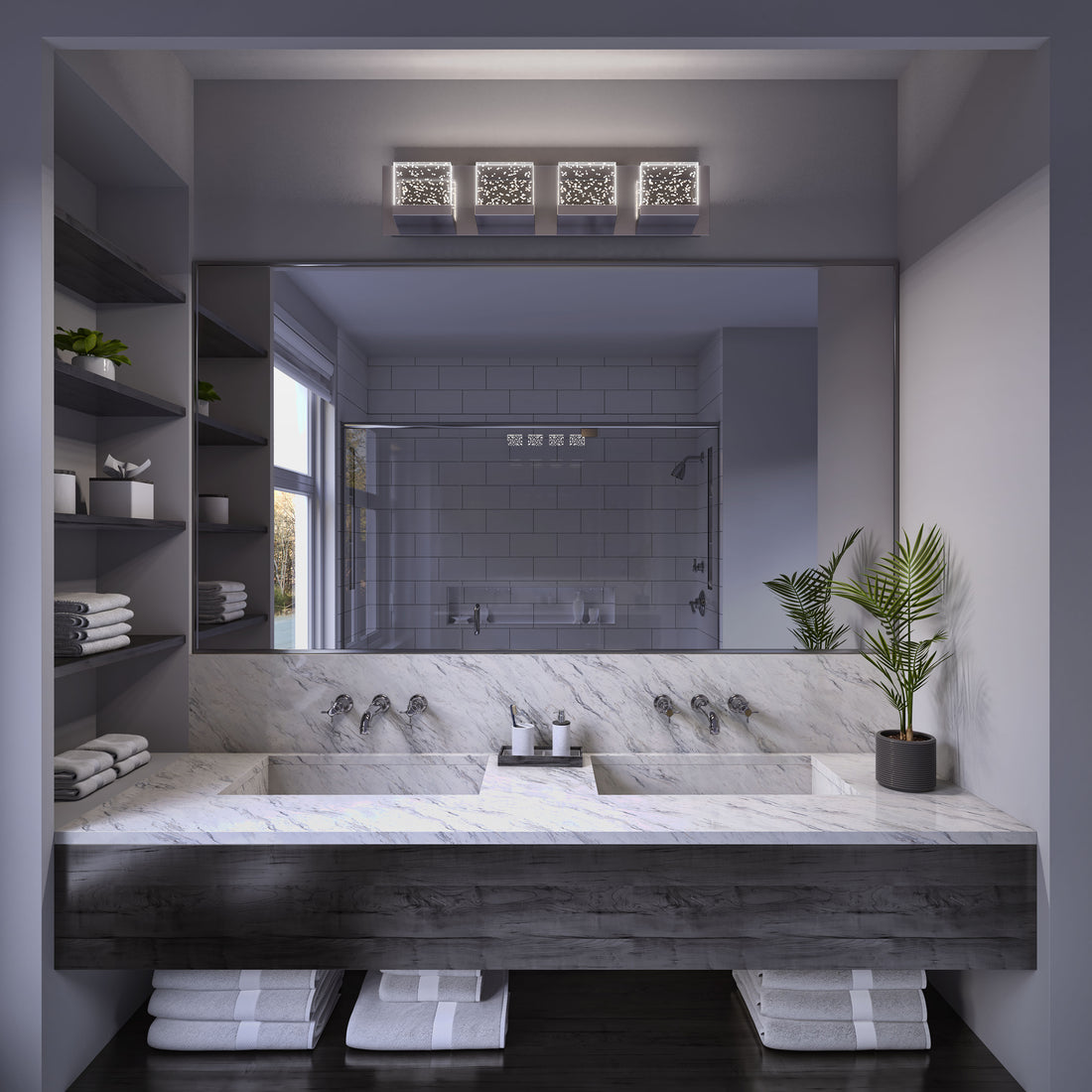 Bubble Cube 4-light LED Vanity Light in Chrome | Artika Canada