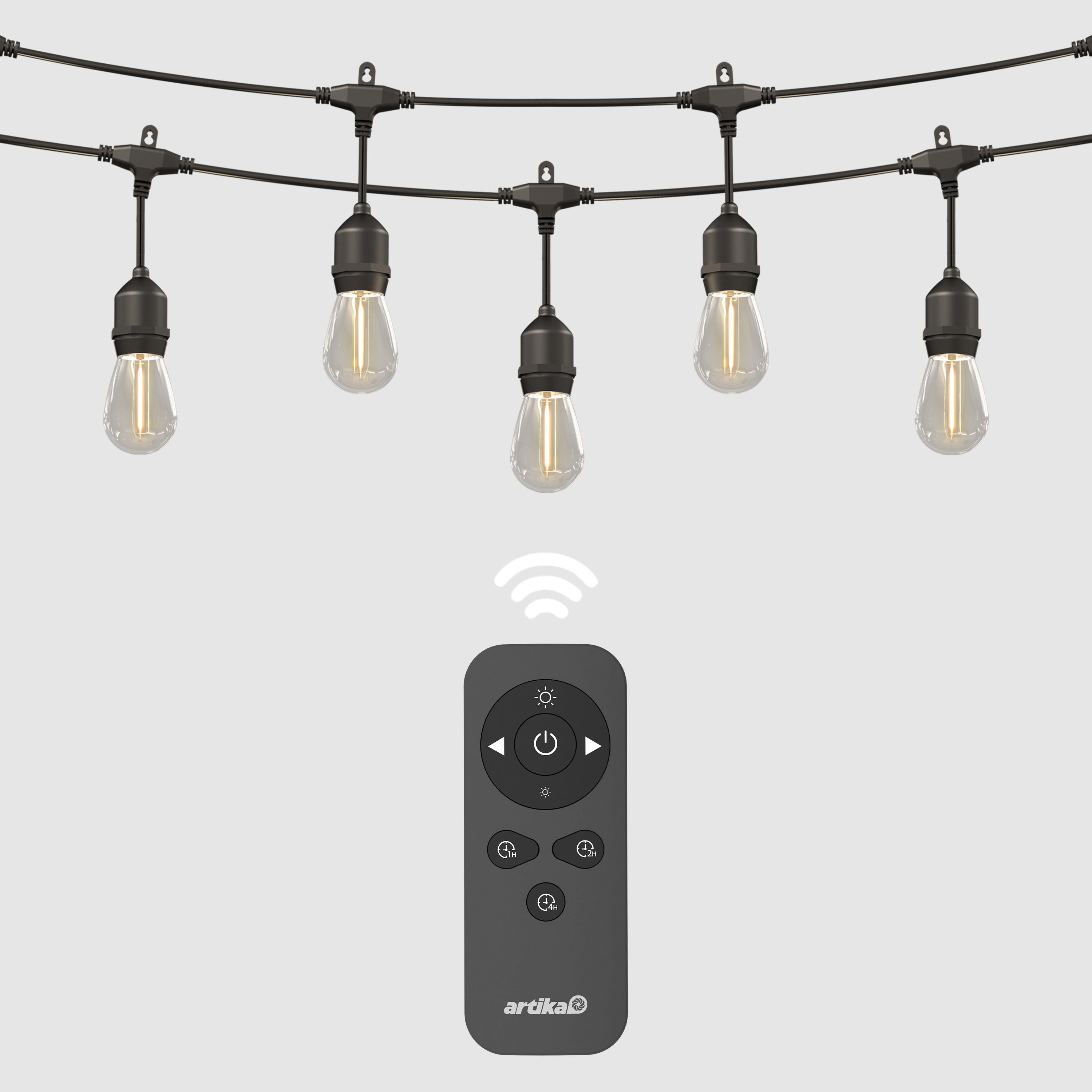 Eclipse Solar String Light with Remote in Matte Black | Artika Canada