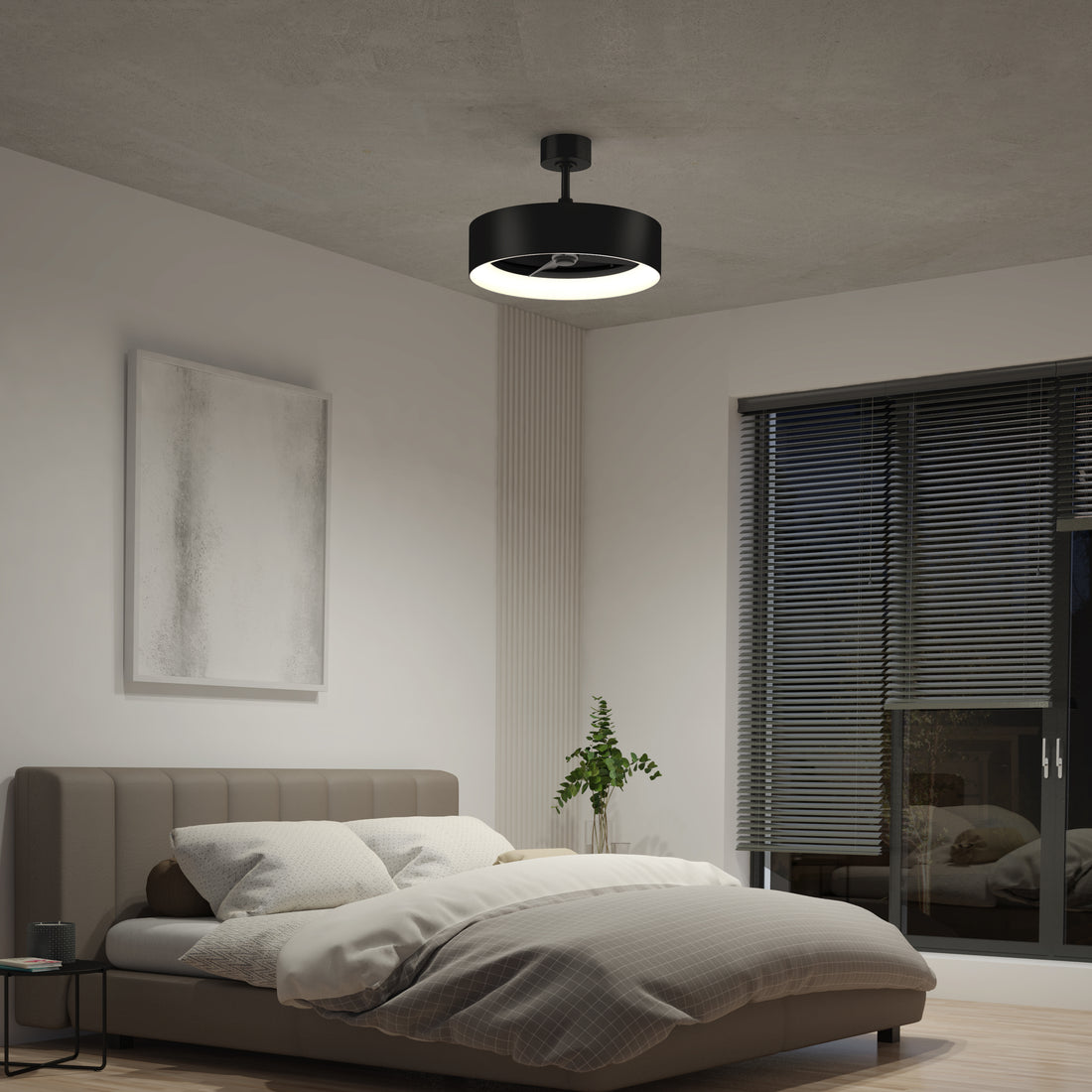 Aiden 24 in. LED ceiling fan 3 speeds - in Matte Black | Artika Canada