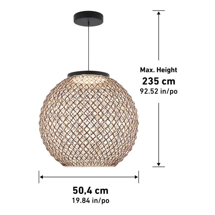 Benson LED pendant light 5 CCT black and rattan | Artika Canada
