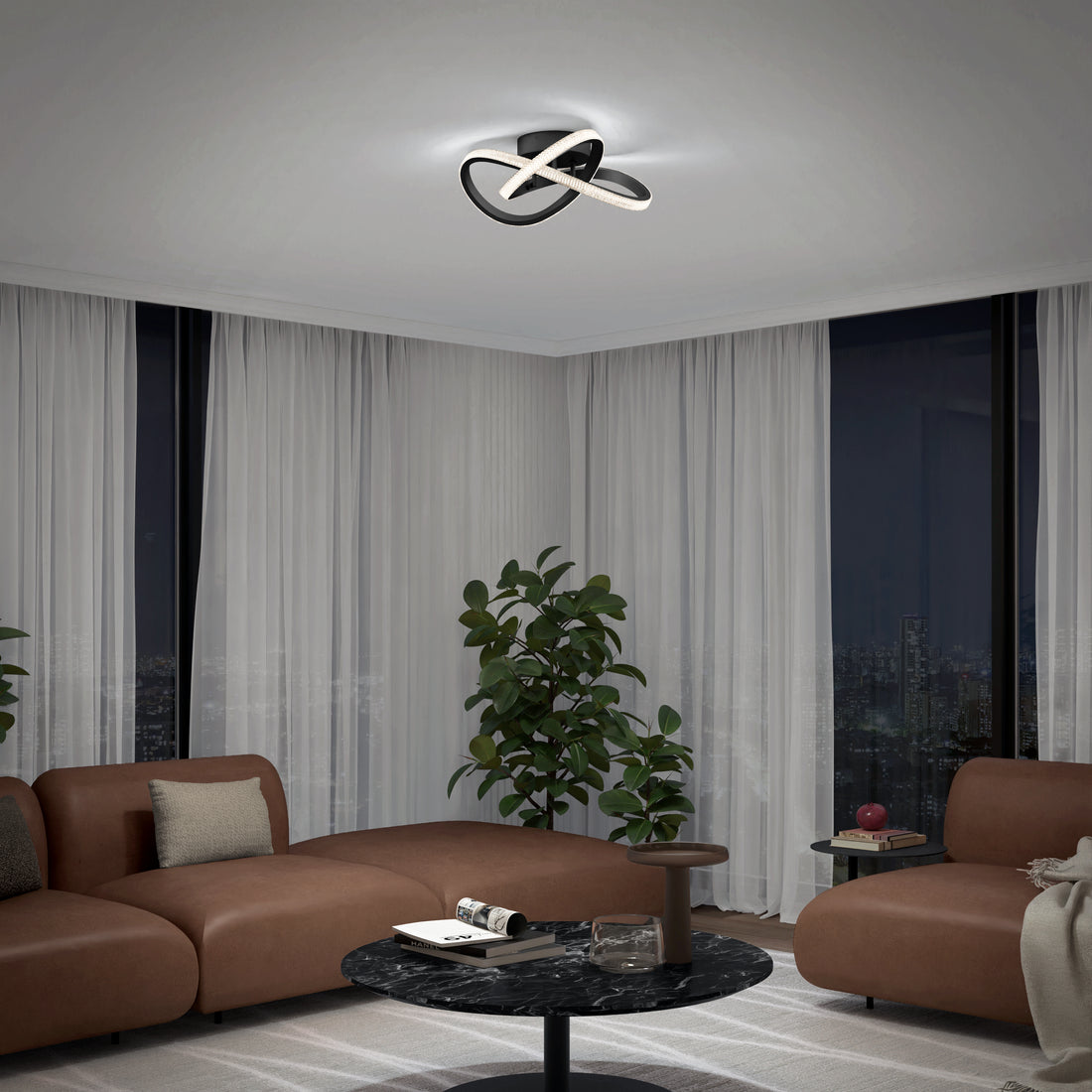 Morgan modern LED flush mount light 5 CCT black | Artika Canada
