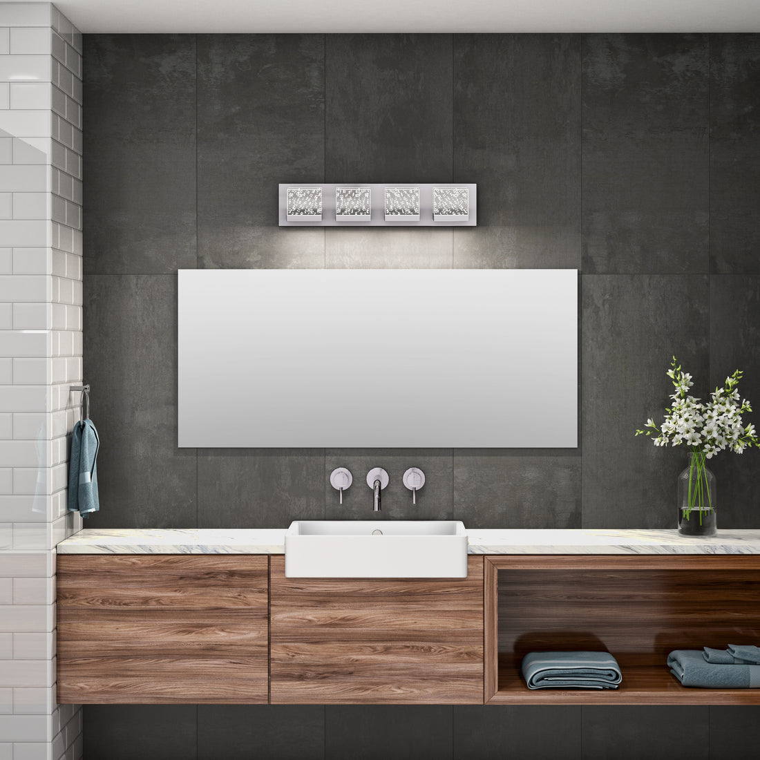 Bubble Cube 4-light LED Vanity Light in Chrome | Artika Canada