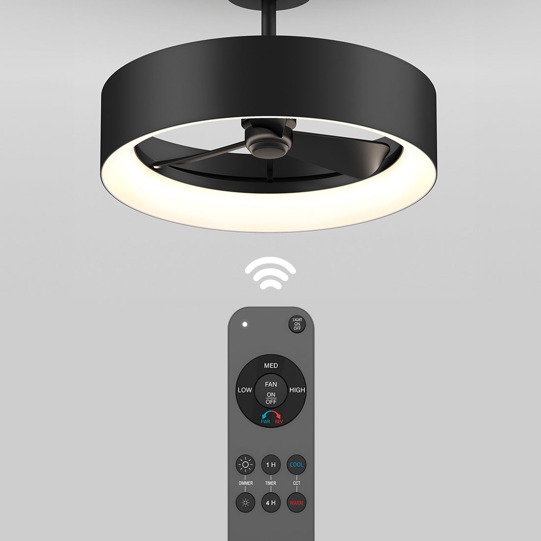 Aiden 24 in. LED ceiling fan 3 speeds - in Matte Black | Artika Canada