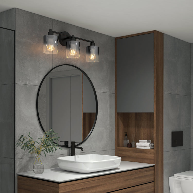 Haze modern 3-light bathroom vanity light black glass | Artika Canada