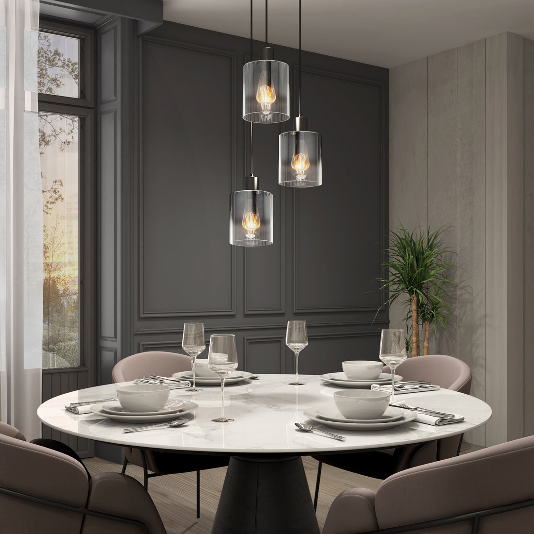 Haze modern 3-light pendant light Matte Black in Matte Black | Artika ...