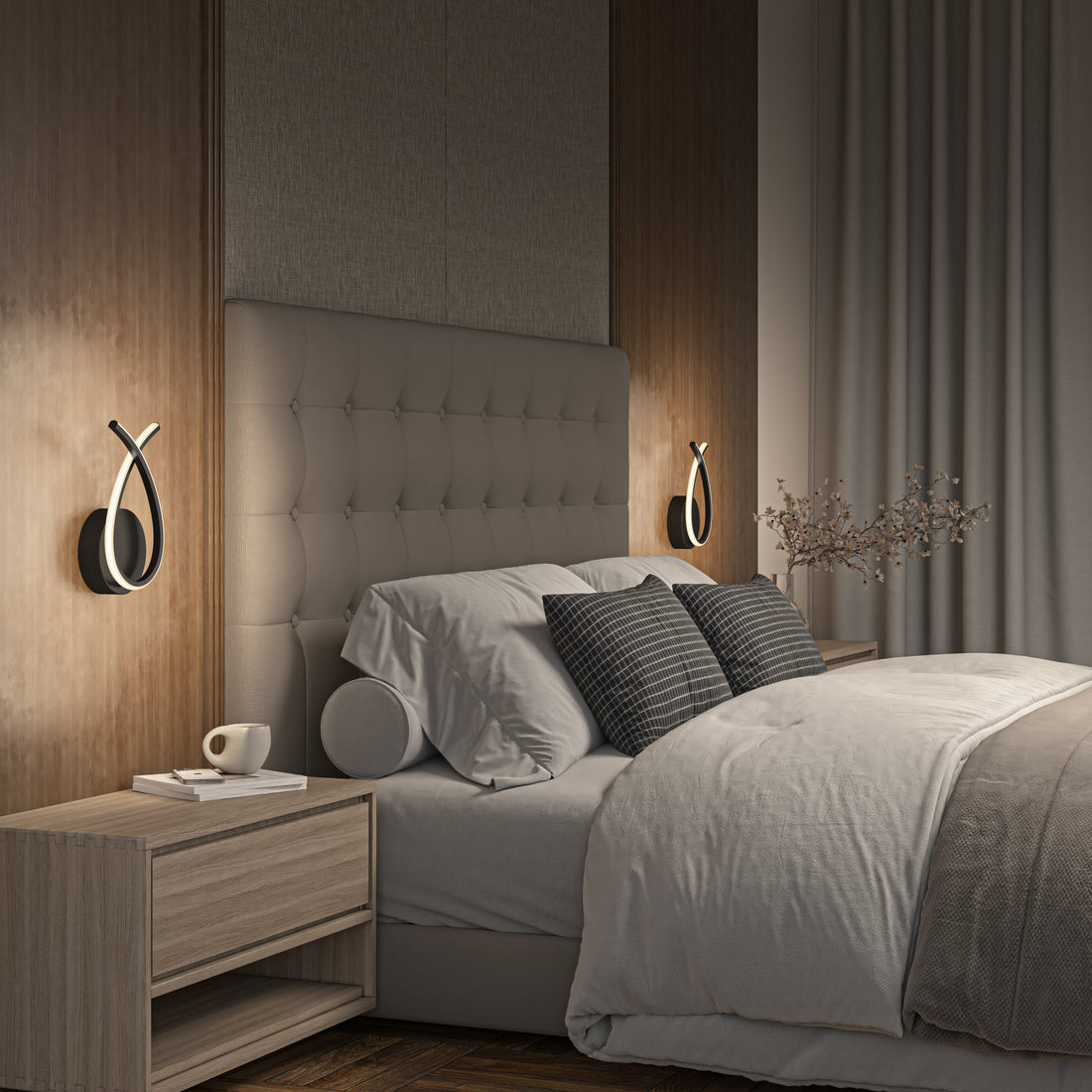 Gamma modern LED wall sconce 5 CCT black | Artika Canada