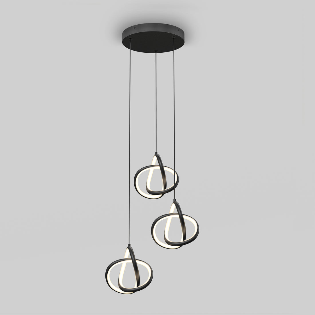 Zephyr modern 3-light LED pendant light 3 CCT black | Artika Canada