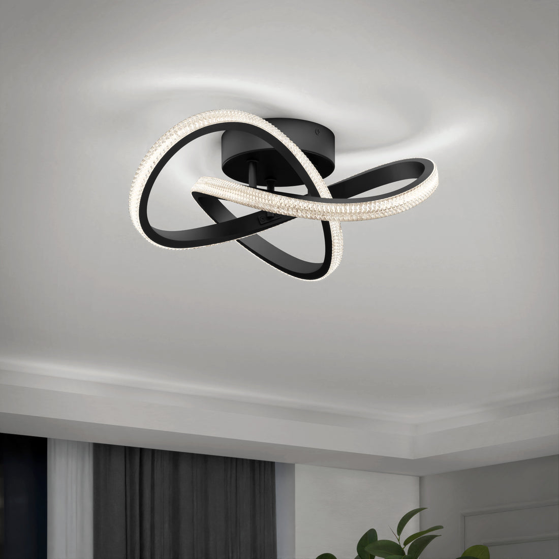 Morgan modern LED flush mount light 5 CCT black | Artika Canada